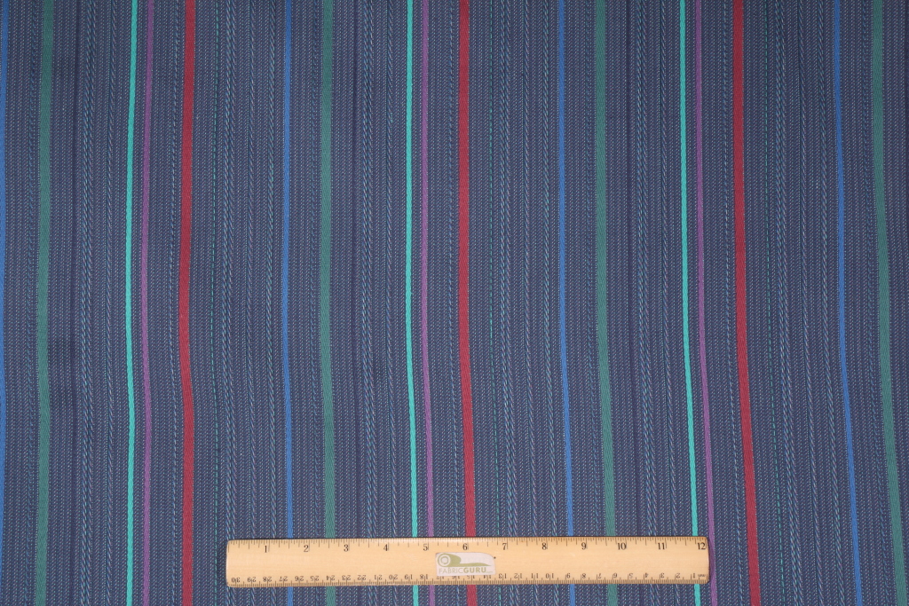 Woven Stripe Upholstery Fabric in Denim Multi