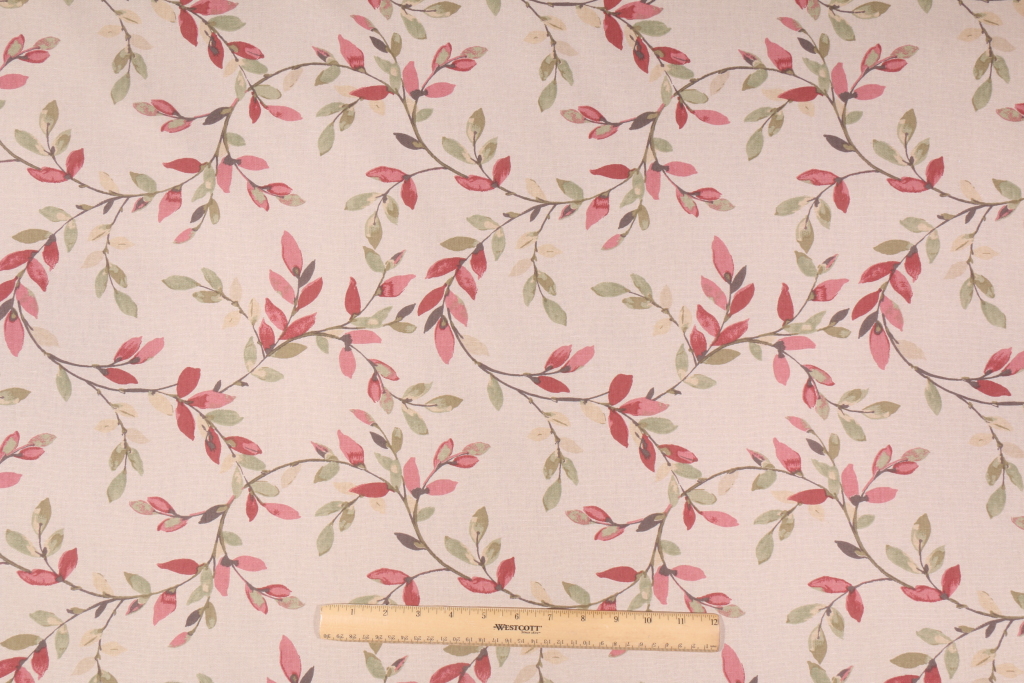 Vintage Vine Printed Cotton Drapery Fabric in Moss