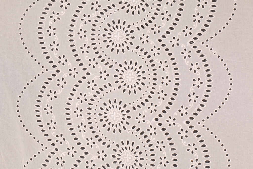 6 Yards Beacon Hill Burano Embroidered Eyelet Sheer Drapery Fabric in Ecru