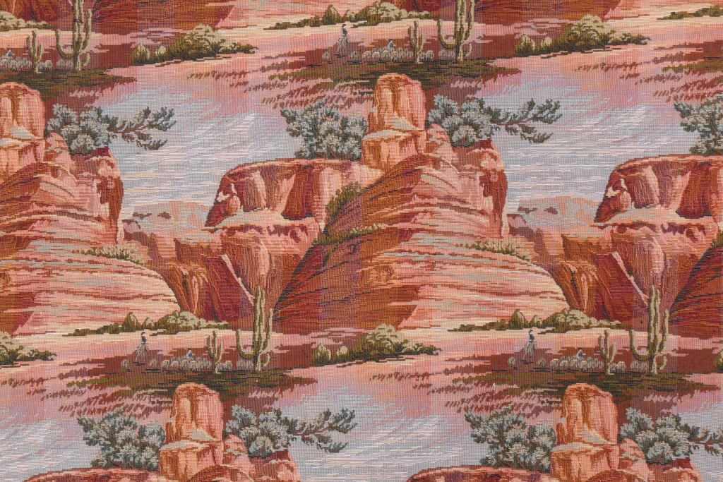 13.2 Yards Scenic Toile Tapestry Upholstery Fabric in Clay