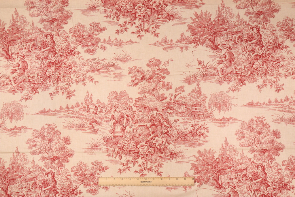4.8 Yards Waverly LH Woodland Toile Printed Cotton Drapery Fabric