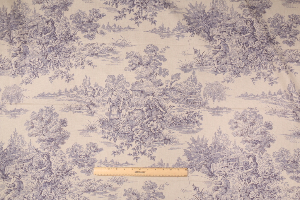 4.8 Yards Waverly LH Woodland Toile Printed Cotton Drapery Fabric
