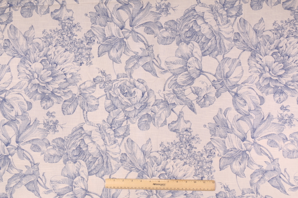 3.7 Yards Waverly Garden Toile Printed Cotton Drapery Fabric