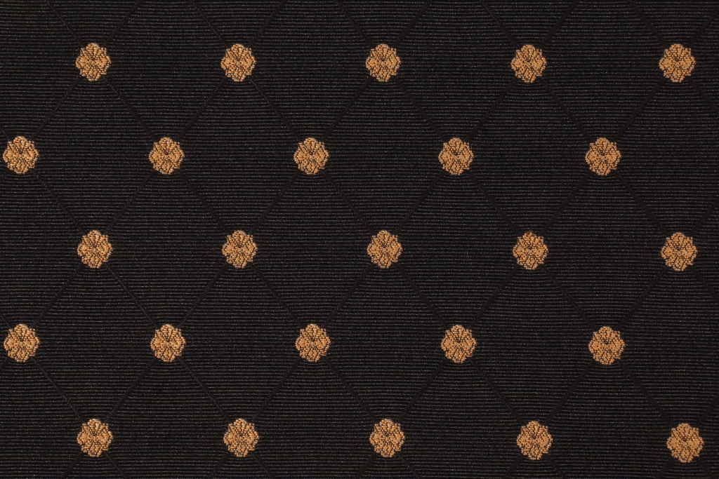 3 Yards Designer Flower Crest Upholstery Fabric in Black