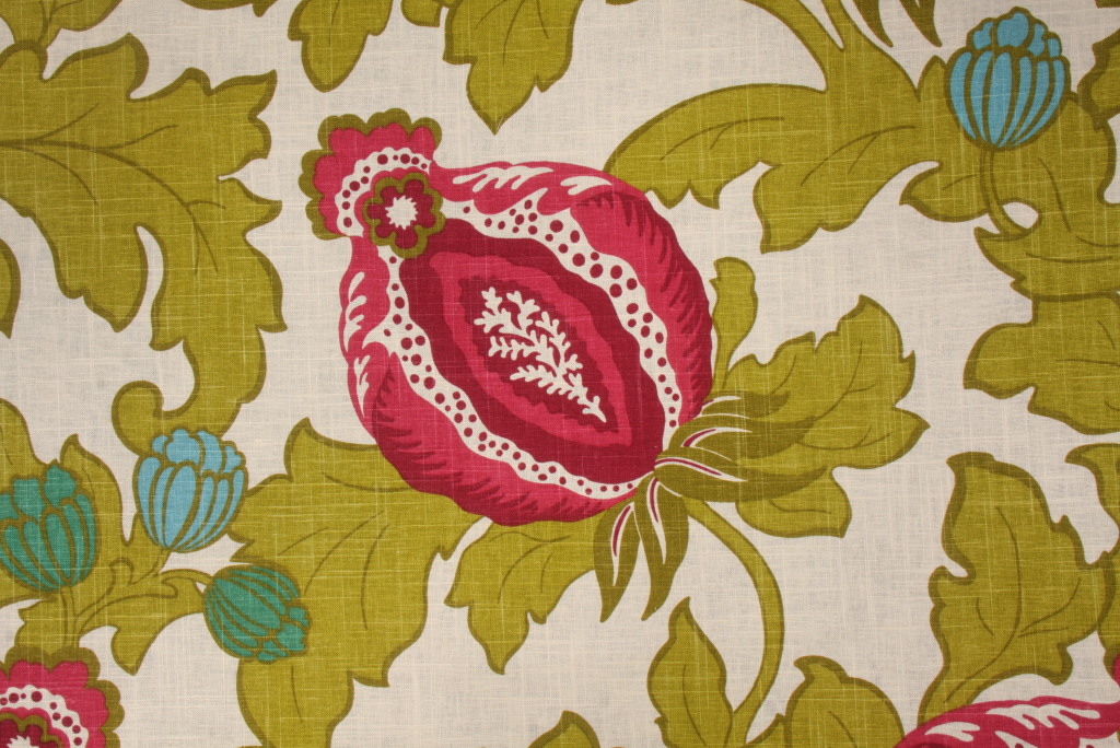 0.75 Yards Richloom Elisha Printed Linen Blend Drapery Fabric in Berry