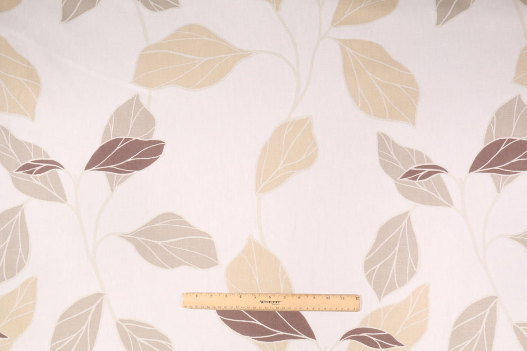 Fabricut Shadow Leaf Printed Cotton Drapery Fabric in Linen