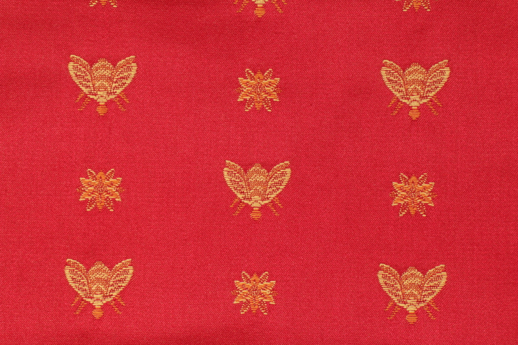 2.6 Yards Fabricut Bees Damask Upholstery Fabric in Red