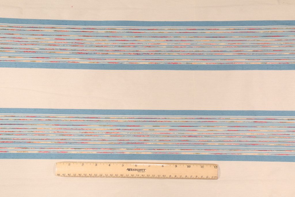 3.8 Yards Fabricut Woven Stripe upholstery Fabric in Blue Multi