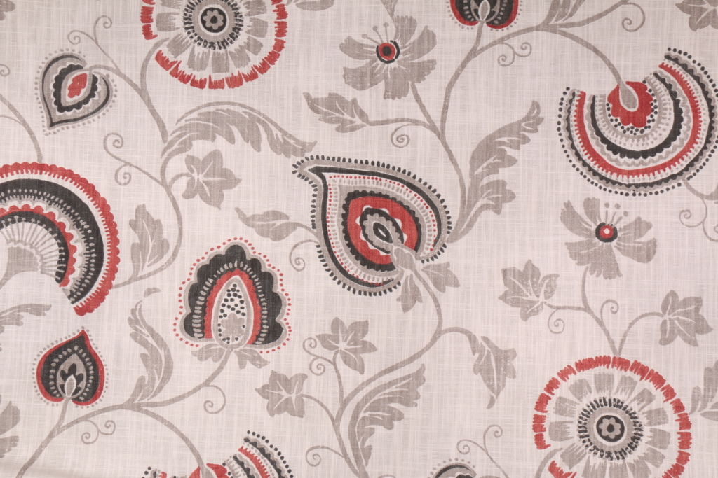 Richloom Mauritius Printed Slubbed Cotton Drapery Fabric in Pepper