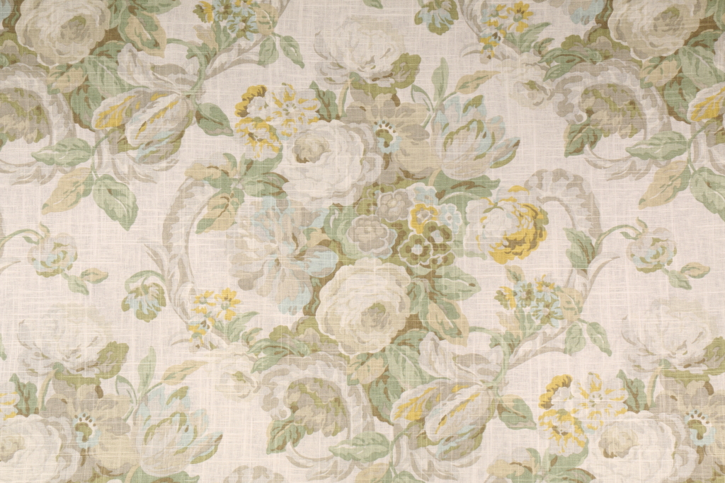 Waverly Spring Bling Printed Linen Blend Drapery Fabric in Platinum