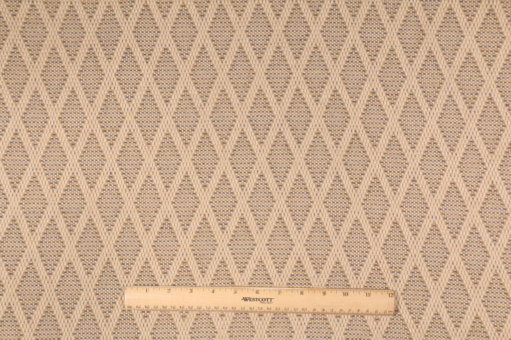 10.7 Yards Woven Diamond Upholstery Fabric in Blue/Natural