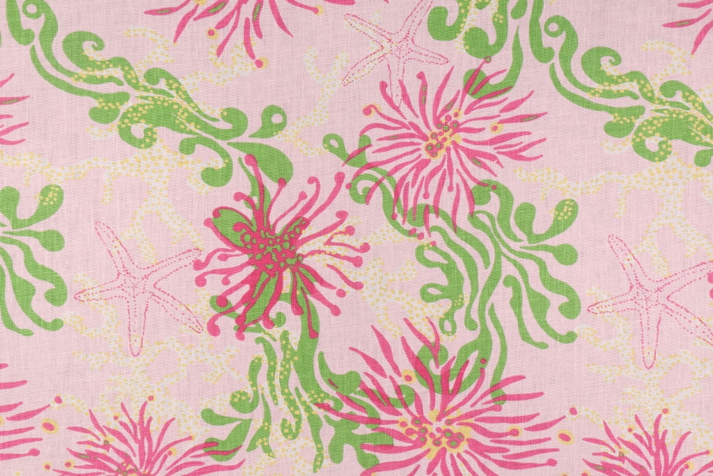 8.2 Yards KF Printed Linen Drapery Fabric in Pink