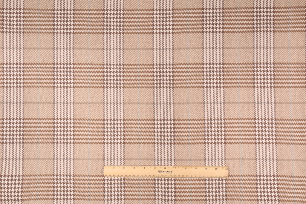 2.7 Yards Woven Plaid Upholstery Fabric in Tan