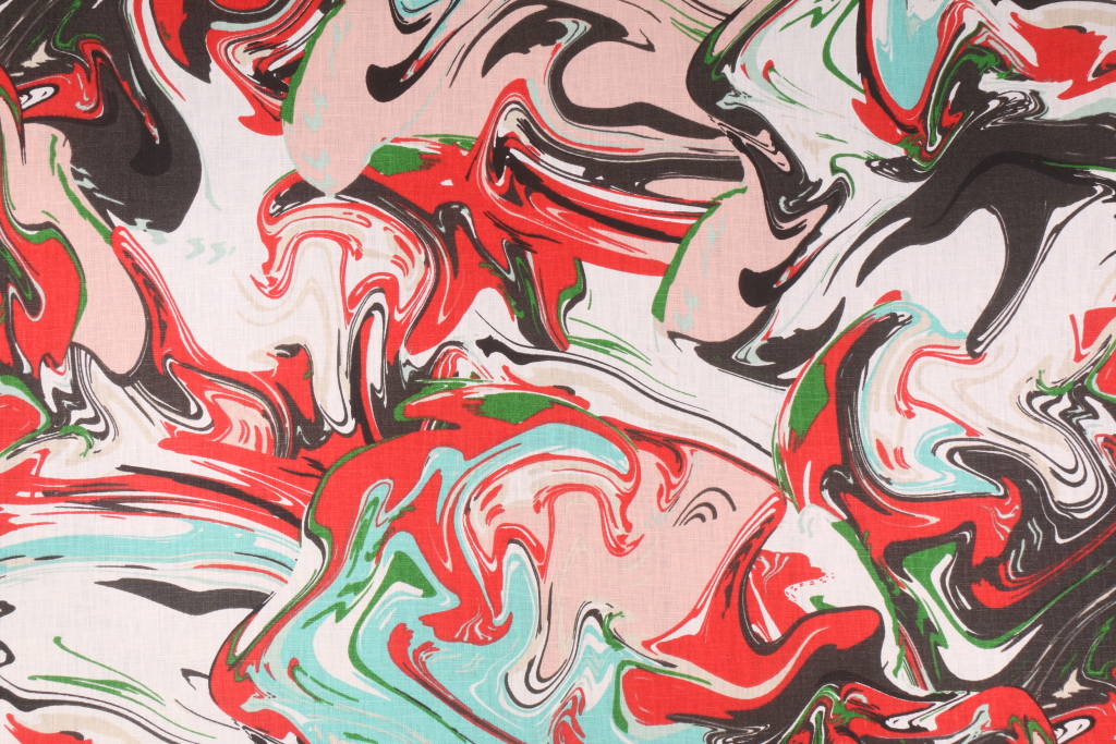 1 Yards KF Kate Spade Marble Swirl Printed Linen Drapery Fabric in Multi