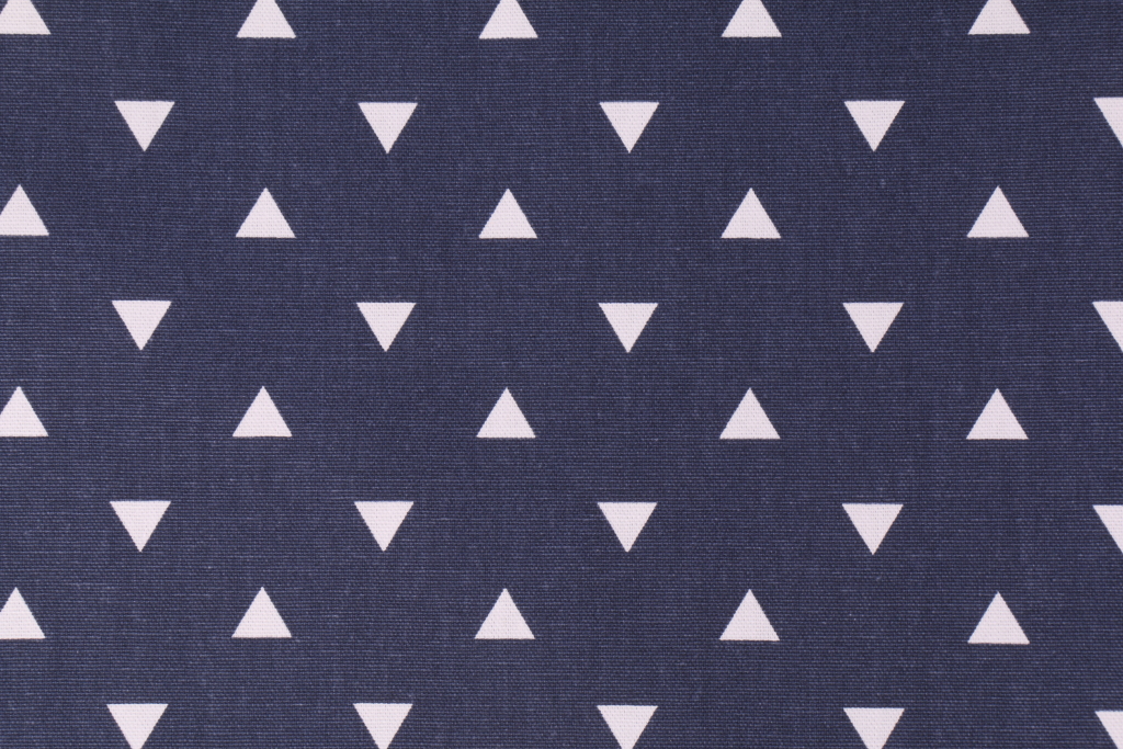 Premier Prints Triangle Printed Cotton Drapery Fabric in Vintage Indigo