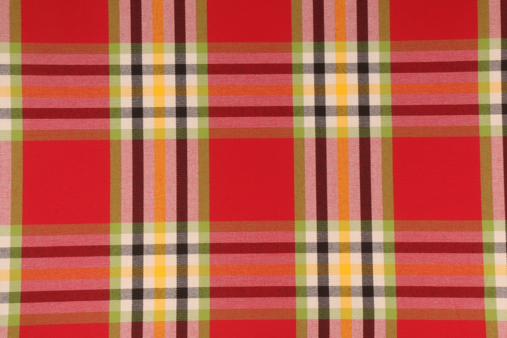 Sunbrella Woodvalt Tartan Solution Dyed Acrylic Outdoor Fabric in Cardinal