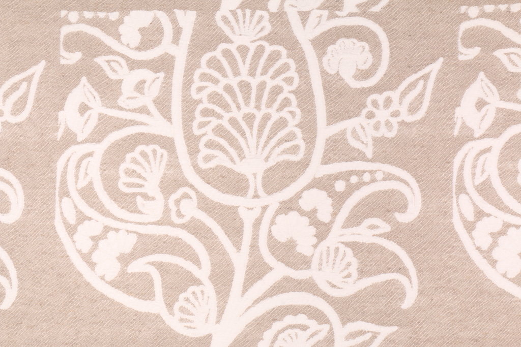 4.38 Yards Paisley Scroll Cotton & Linen Upholstery Fabric in Pearl