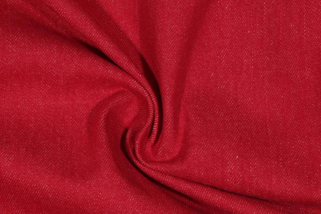 1.38 Yards Kaufmann Classic Denim Woven Cotton Decorator Fabric in Red