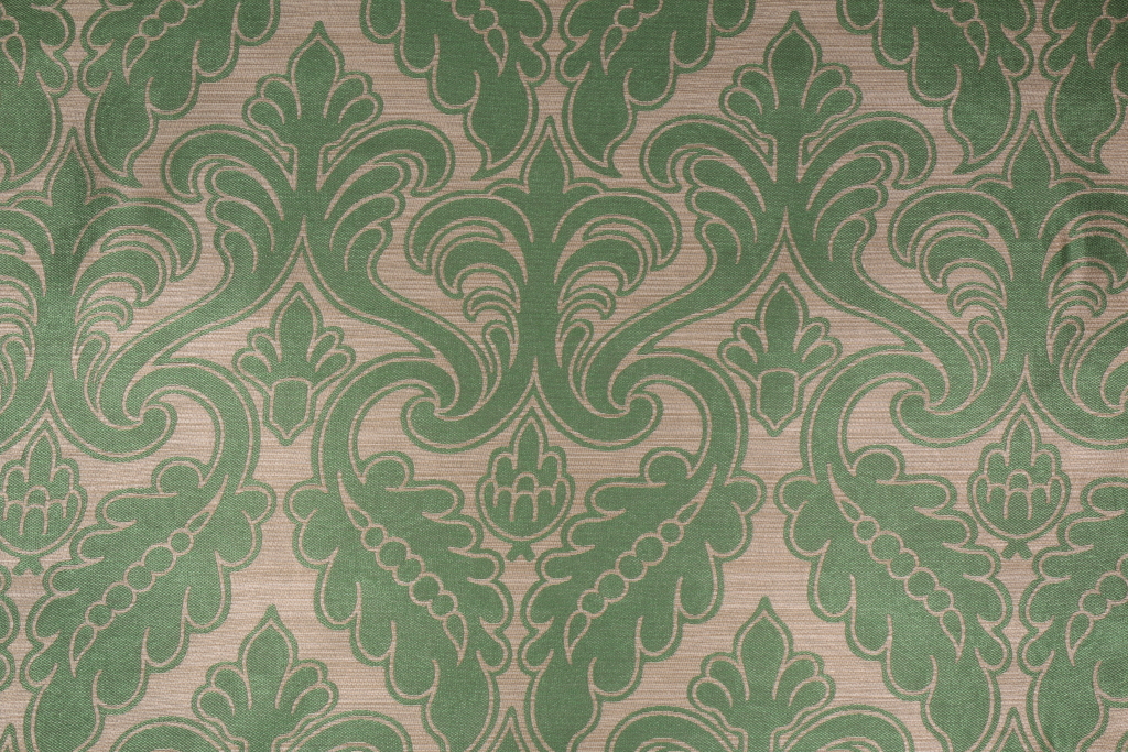 12 Yards Damask Upholstery Fabric in Green