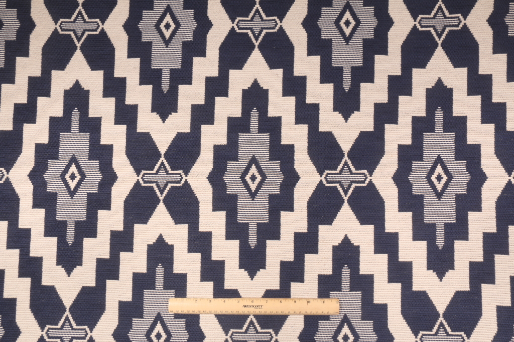 3 Yards Aztec Tapestry Upholstery Fabric in Navy