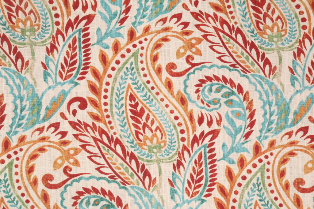 2.13 Yards Richloom Algura Printed Cotton Drapery Fabric in Fiesta
