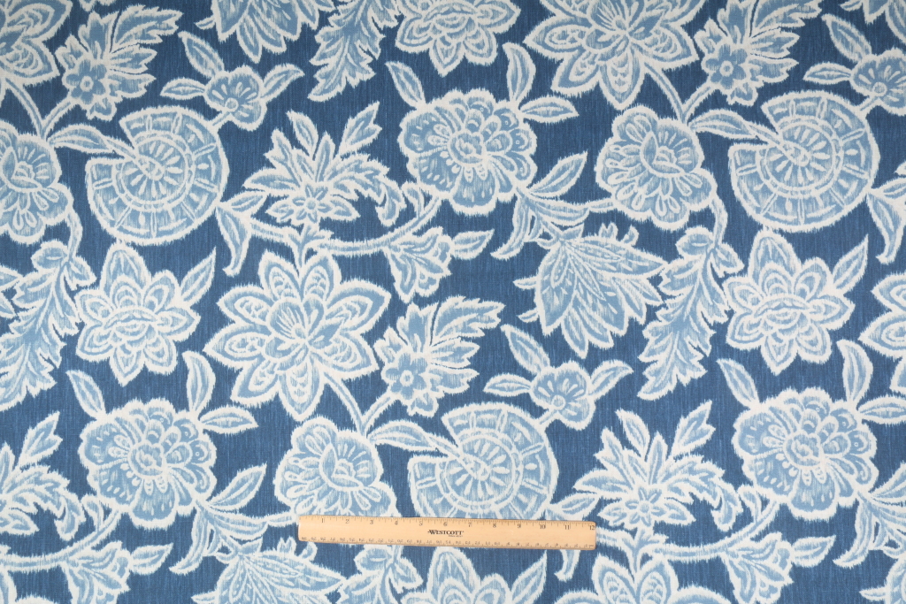 Linda Lane Designs Burma Printed Cotton Drapery Fabric in Lapis