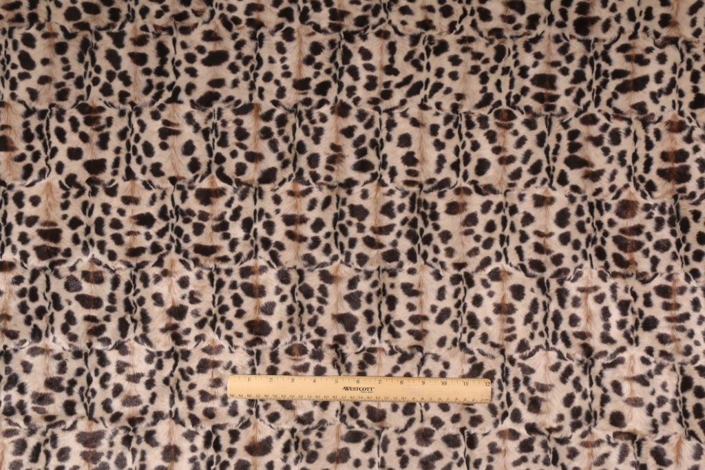 3.3 Yards Queen Cheetah Faux Fur Decorator Fabric in Chocolate