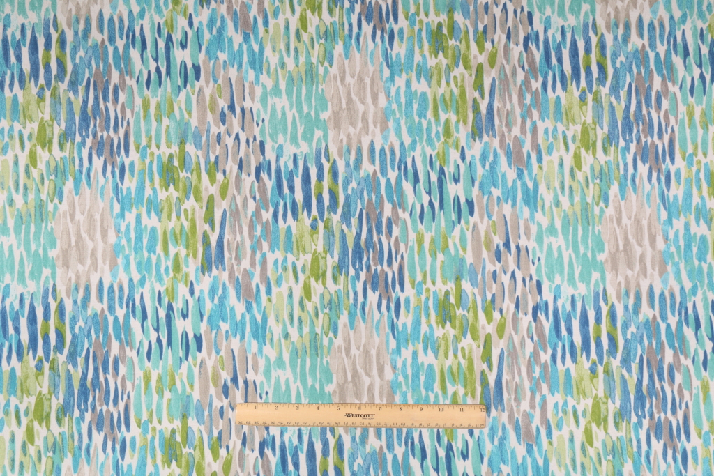 Kelly Ripa Home Make It Rain Printed Polyester Outdoor Fabric in Cerulean