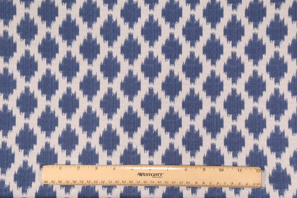 3.7 Yards Ikat Upholstery Fabric in Blue