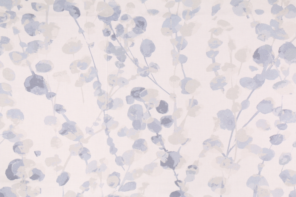3.2 Yards Floral Printed Cotton Drapery Fabric in Periwinkle