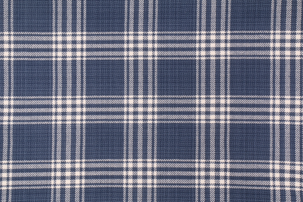 6 Yards Woven Plaid Upholstery Fabric in Denim