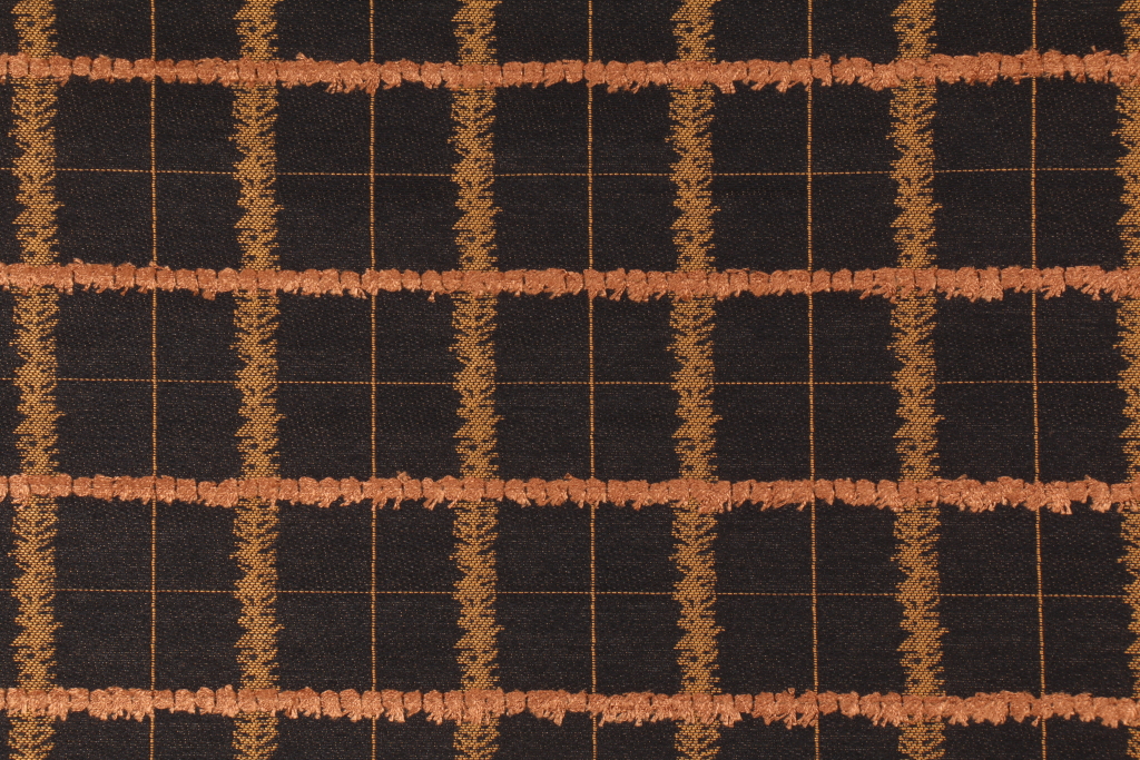 Sunbury Textiles Static Plaid Upholstery Fabric in Espresso/Gold