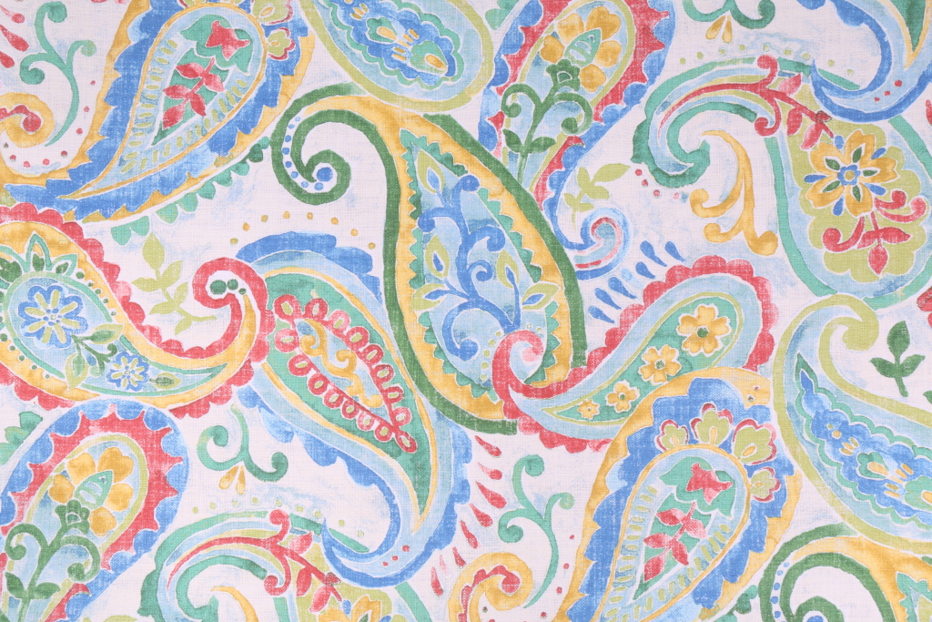 4.3 Yards Covington Piper Printed Cotton Drapery Fabric in Fiesta
