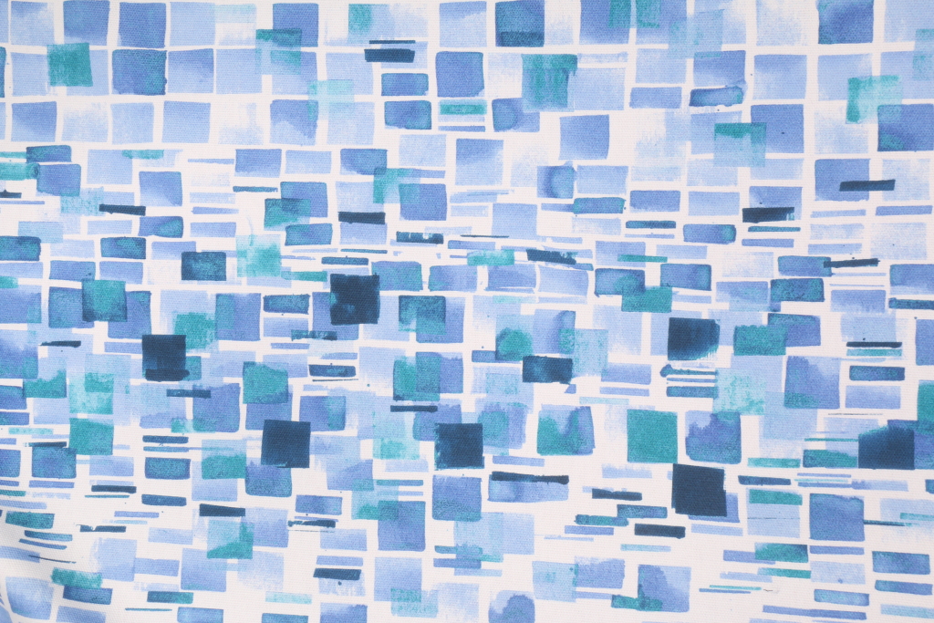 4.3 Yards Annie Selke Home Villa Tile Printed Cotton Drapery Fabric in Blue