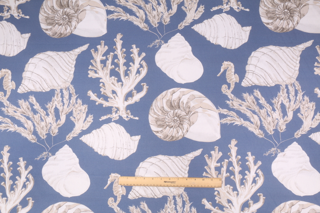 4.3 Yards Belle Maison Cape Cod Printed Cotton Drapery Fabric in Harbor