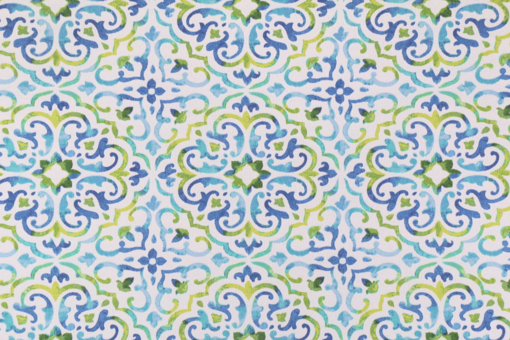 Richloom Reina Printed Poly Outdoor fabric in Capri