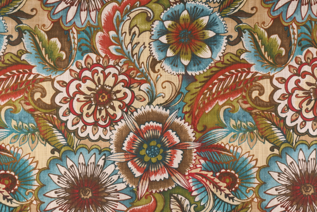 4.6 Yards Richloom Relinquish Printed Cotton Drapery Fabric in Bohemian