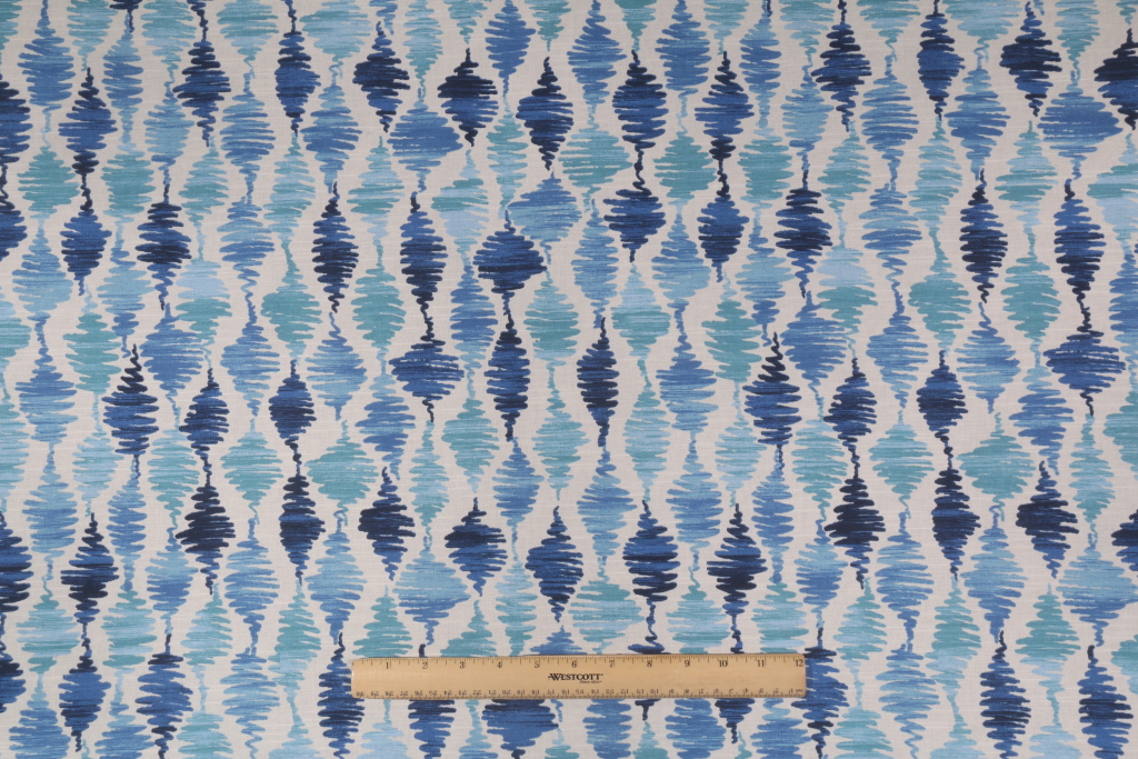 Vilber Rombo 13025-03 Spanish Printed Cotton Drapery Fabric in Blue