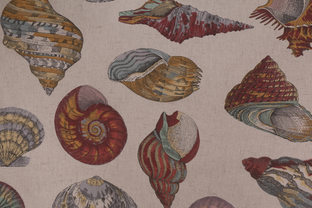 Vilber Conchas-01 Spanish Printed Drapery Fabric in Multi