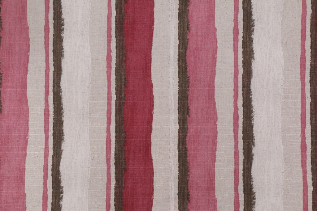 Vilber Stripe Spanish Printed Drapery Fabric in Rose