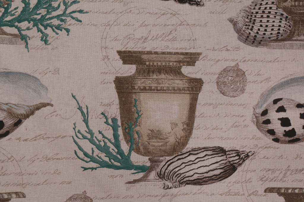 Vilber 31978 Sea Treasures Spanish Printed Drapery Fabric in Teal