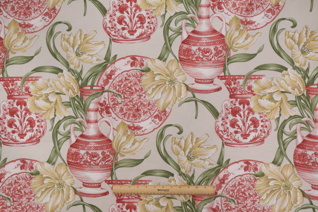 Vilber Fresh Flowers-8910 Spanish Printed Drapery Fabric in Poppy