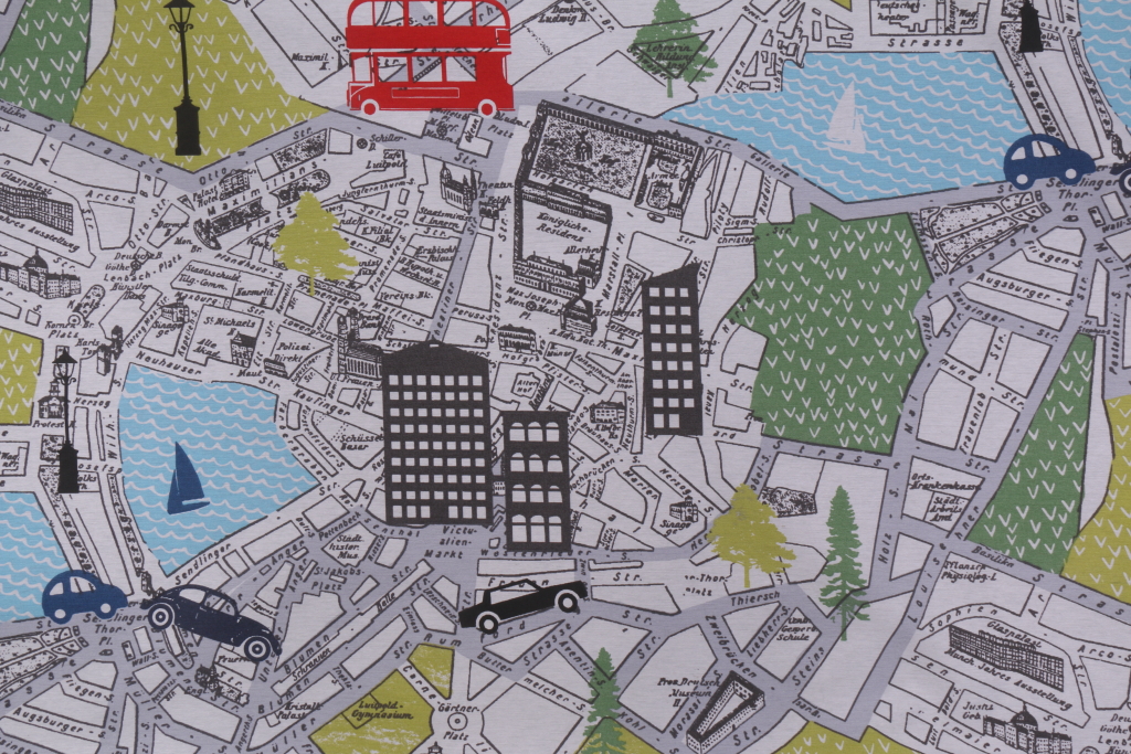 Vilber Maps Spanish Printed Drapery Fabric in Primary