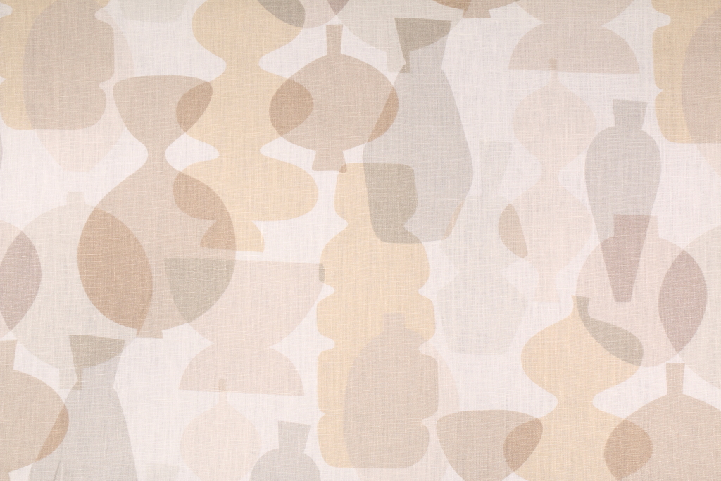 3 Yards Pots Printed Linen Drapery Fabric in Sandstorm