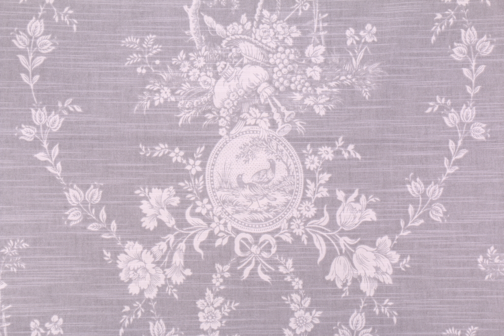 Waverly Country House Toile Printed Cotton Drapery Fabric in Platinum