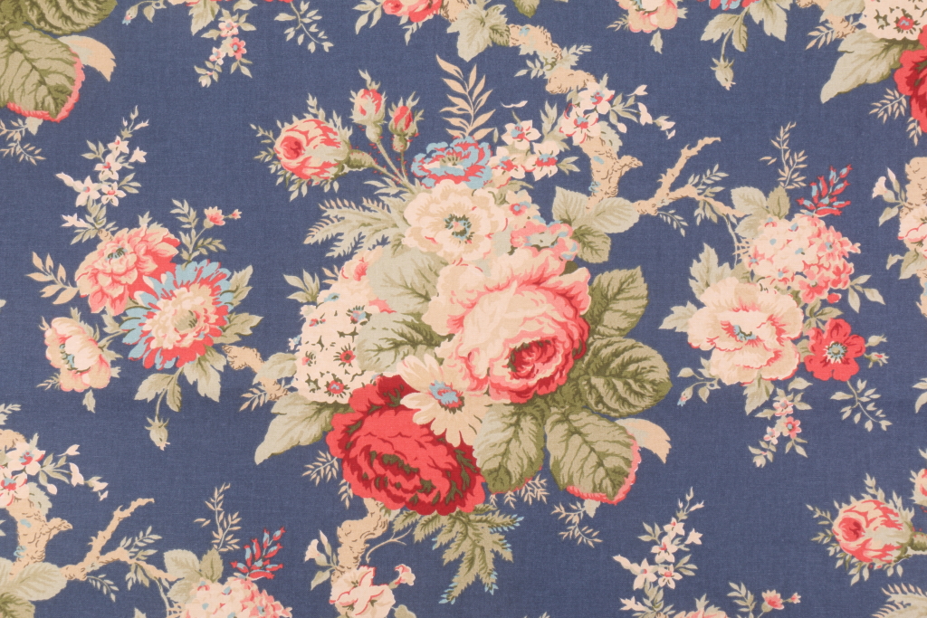 Waverly Sanctuary Rose Printed Cotton Drapery Fabric in Heritage