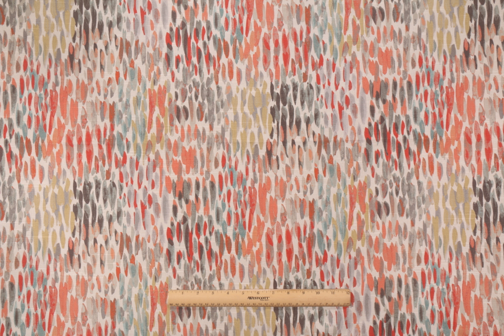 Kelly Ripa Home Make It Rain Printed Cotton Drapery Fabric in Nectar