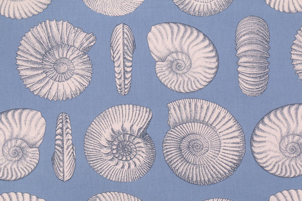 Waverly Nautilus Printed Cotton Drapery Fabric in Indigo