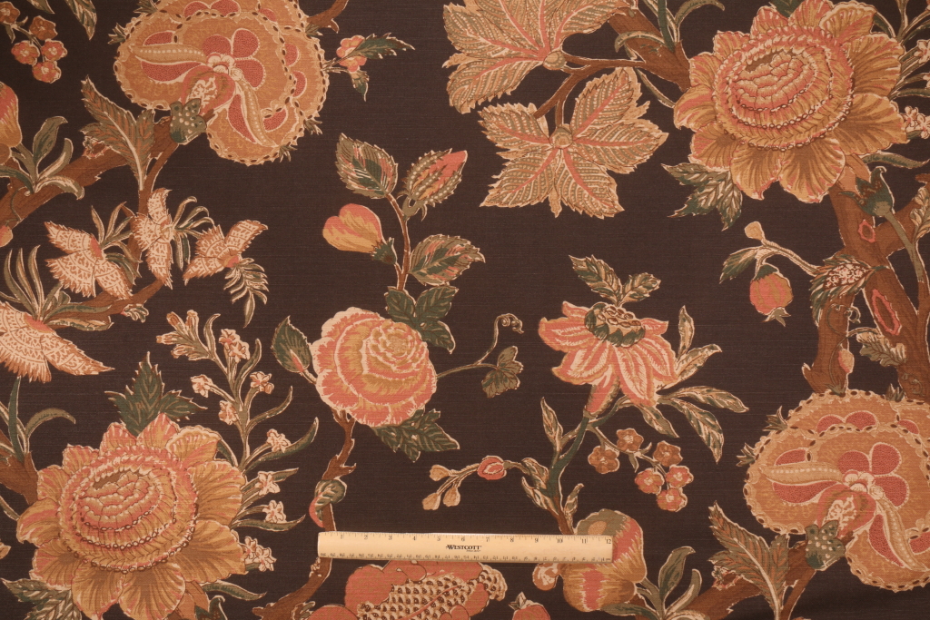 Thibaut Nicobar F97128 Printed Linen Blend Drapery Fabric in Black