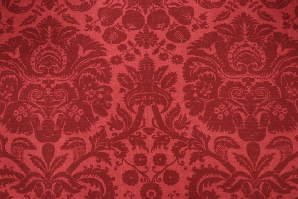 Thibaut Manhattan Damask F91725 Printed Drapery Fabric in Red